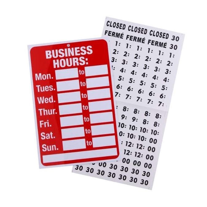 Business Hours Open Close Time PVC Board with Hanging Hole bundle with ...