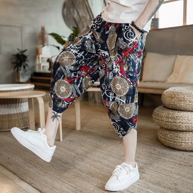 Summer Capris Men's loose and thin, Chinese style casual | Shopee Malaysia