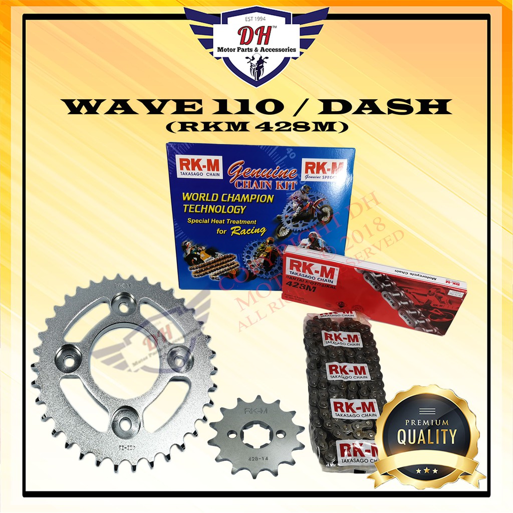 DASH 110 V1 / V2 / V3 / WAVE 110 RKM 428M FULL STEEL SPROCKET CHAIN SET HONDA | Shopee Malaysia