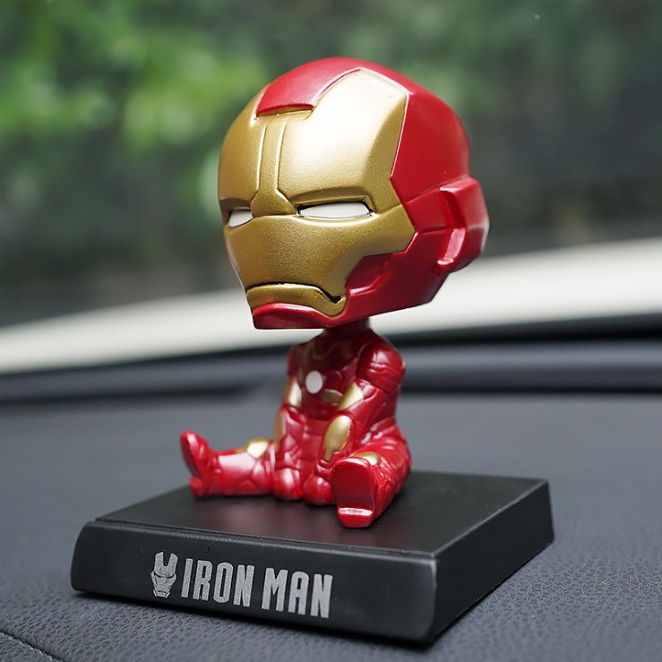 Iron Man Cute Version Shaking Head Marvel Toy Car Home Decor Toys 12cm ...