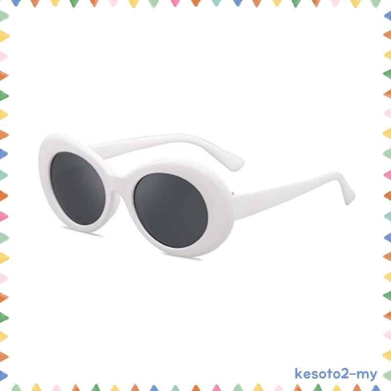 [KESOTO2] Oval Inspired Clout Goggles Round Fashion Sunglasses White ...