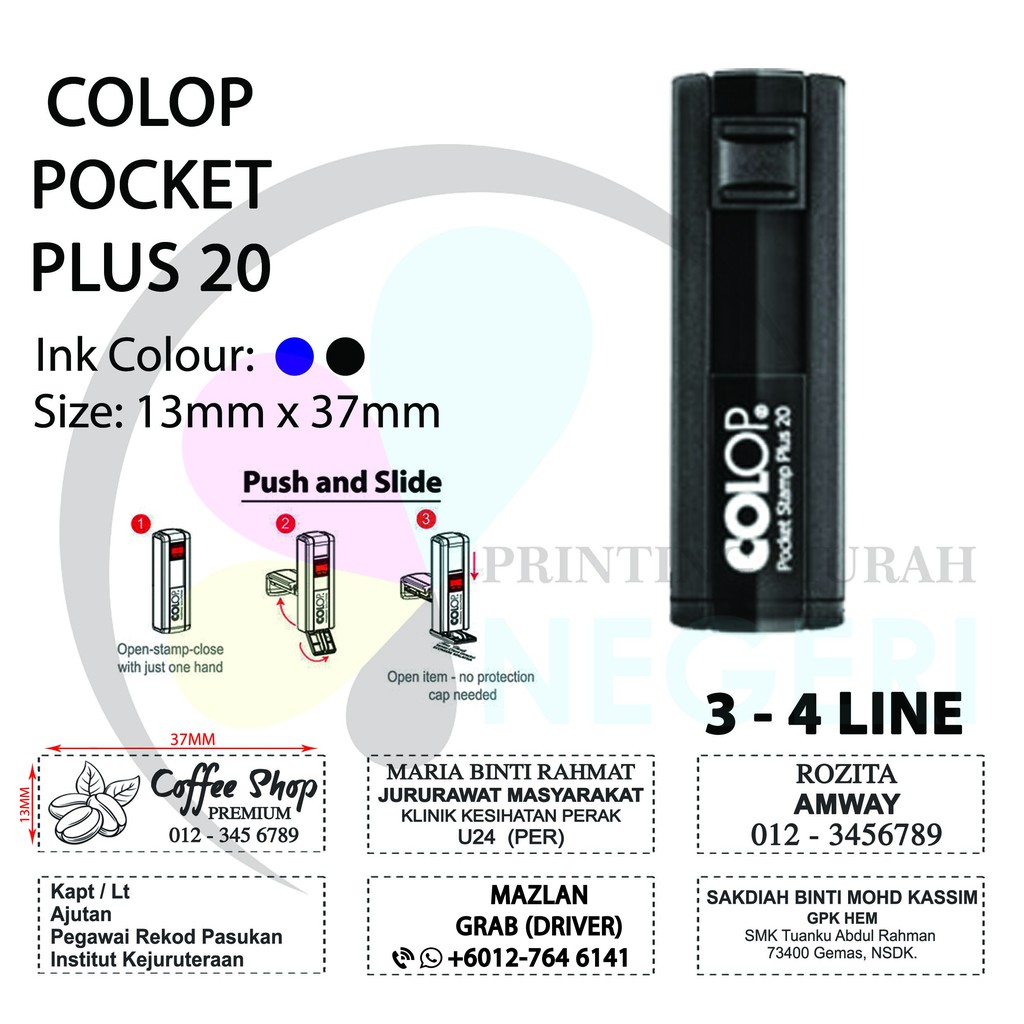 SAME DAY SHIP OUT (READY STOK) Colop Pocket Rubber Stamp 20 / 30 / 40 Self Inking Rubber Stamp ...