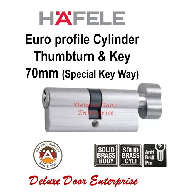 Hafele Euro Profile Cylinder Thumbturn & Key 70mm (Special Keyway ...