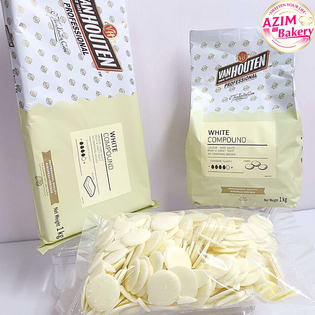 Van Houten White Compound Coin | Block 1kg | 500g | 250g Coklat Putih (Halal) By Azim Bakery ...