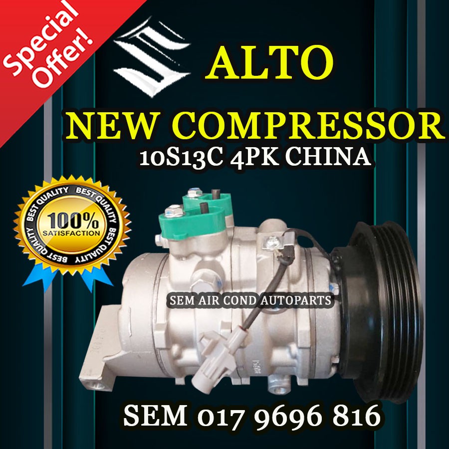 SUZUKI ALTO 2013 YEAR 10S13C 4PK NEW CHINA COMPRESSOR/ KOMPRESOR (CAR ...