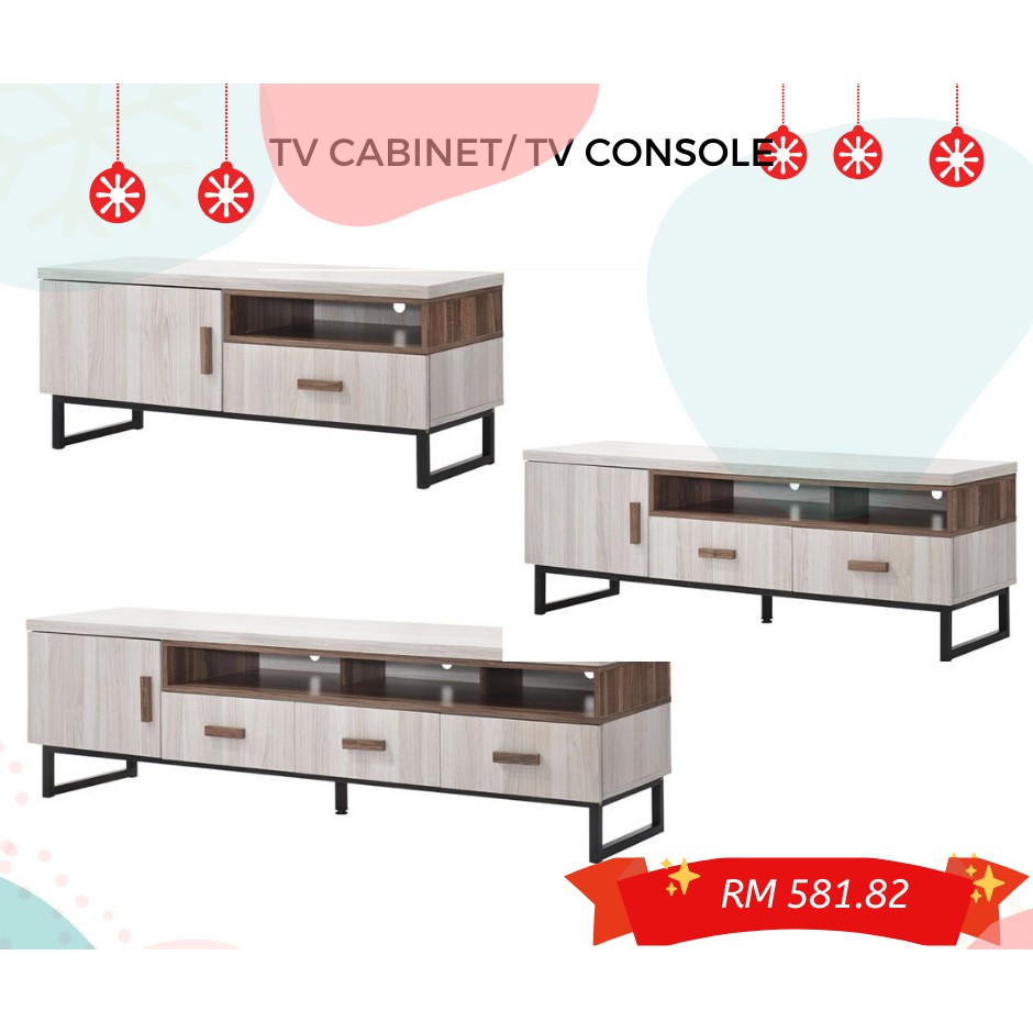 TV CABINET/TV CONSOLE/ TV STAND/TV RACKS/MEDIA STORAGE CABINET | Shopee ...