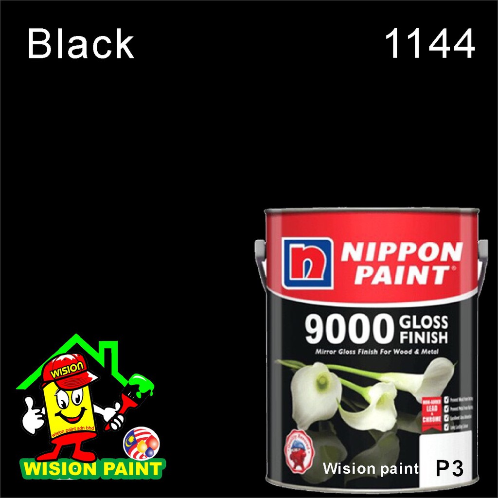 BLACK 1144 ( 1L ) 9000 GLOSS FINISH NIPPON PAINT WOOD AND METAL ...
