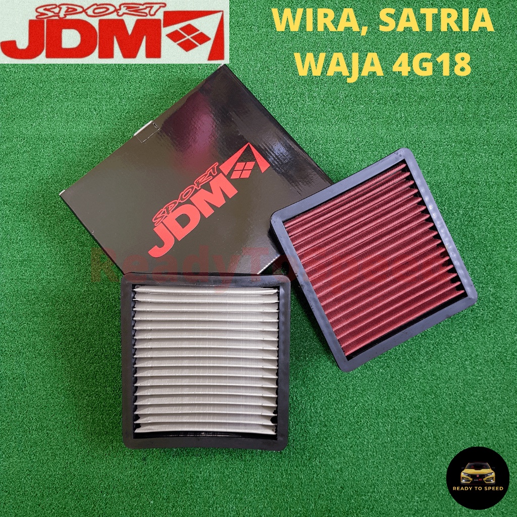 JDM Air Filter OEM Panel Filter Wira, Satria, Waja 4G18 RED STAINLESS ...