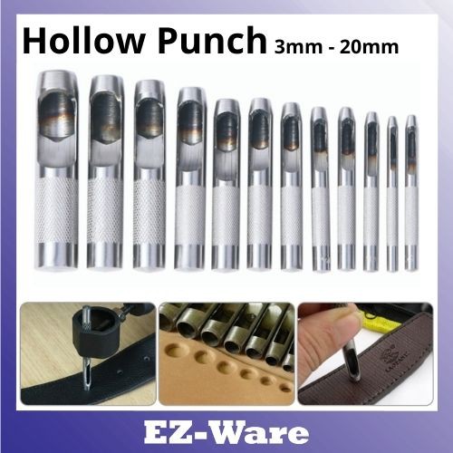Round Hollow Punch Set Hand Tools Hole Punching Leather Gasket CARBON ...