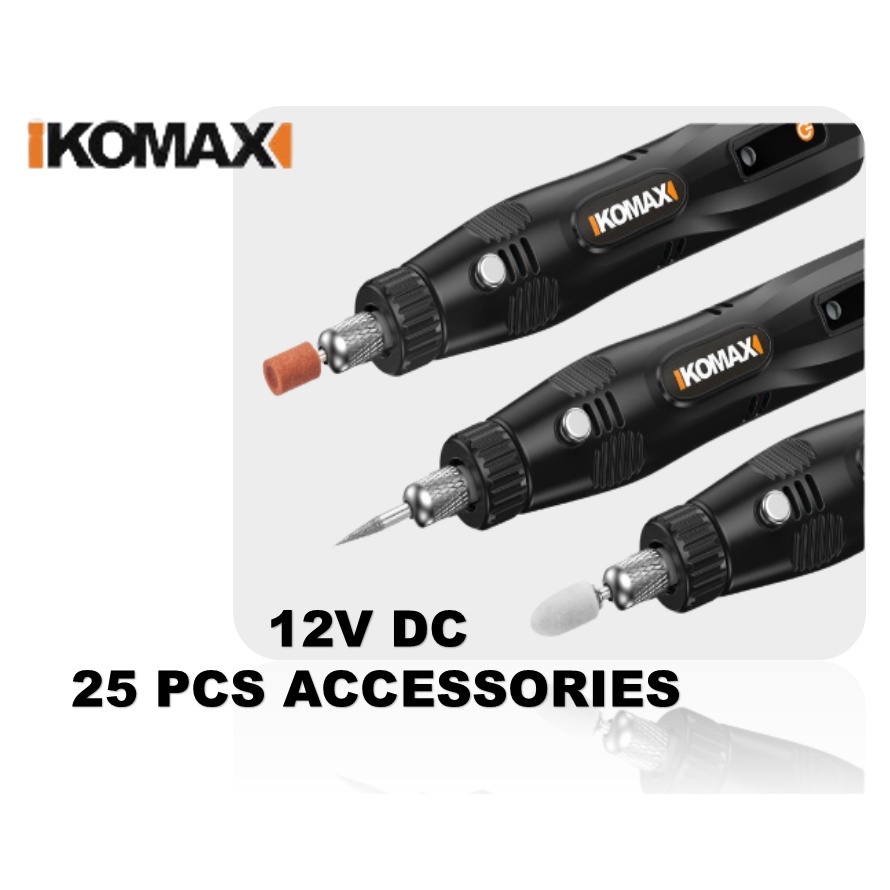KOMAX 12V DC 25 Grinder Tool Mini dremel drill Electric Grinding Set for Milling Polishing ...