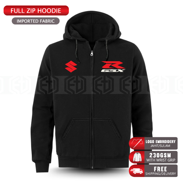 Zip Hoodie Sulam Suzuki GSX-R Motorcycle Extreme Racing Team Speed ...