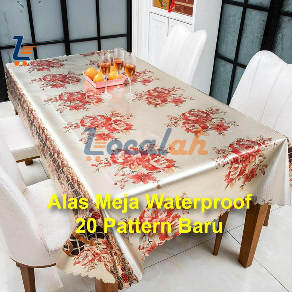 Raya Alas Meja Makan 6 Kerusi Bunga Timbul / Gold Table Cloth / PVC ...