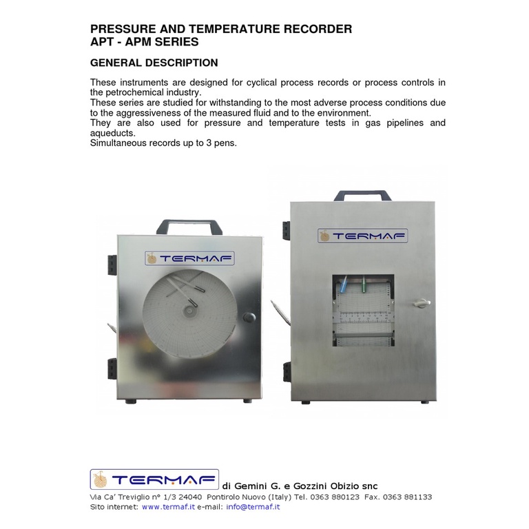 Termaf APT 200 Pressure and Temperature Chart Recorder | Shopee Malaysia