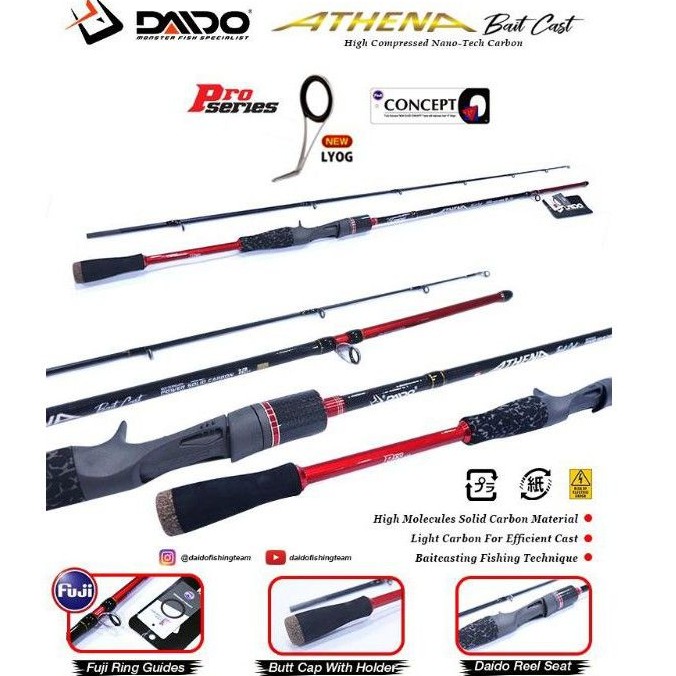 Daido ATHENA PRO BAITCAST CARBON Fishing Rod 180CM | Shopee Malaysia