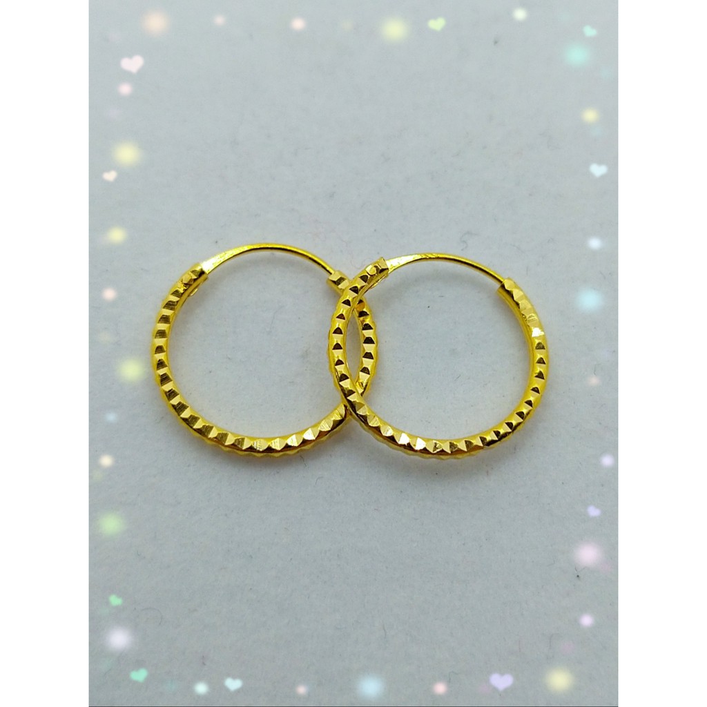 916 GOLD HOOP EARRINGS / SUBANG BULAT EMAS 916 - 10RDK08 | Shopee Malaysia