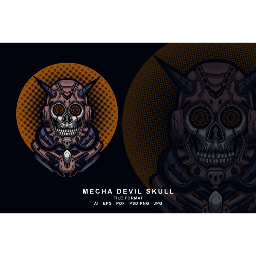 Mecha Devil Skull Cyberpunk Graphics / Illustrations Logo | Shopee Malaysia