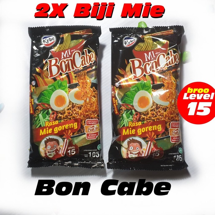 2X BON Chili Noodles Flavor Fried Noodles MI Chili BON CABE Level 15 ...