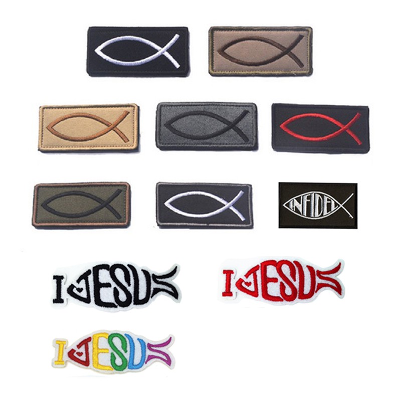 Embroidery Patch Jesus Fish Patch Christian Fish Symbol Tactical Emblem ...