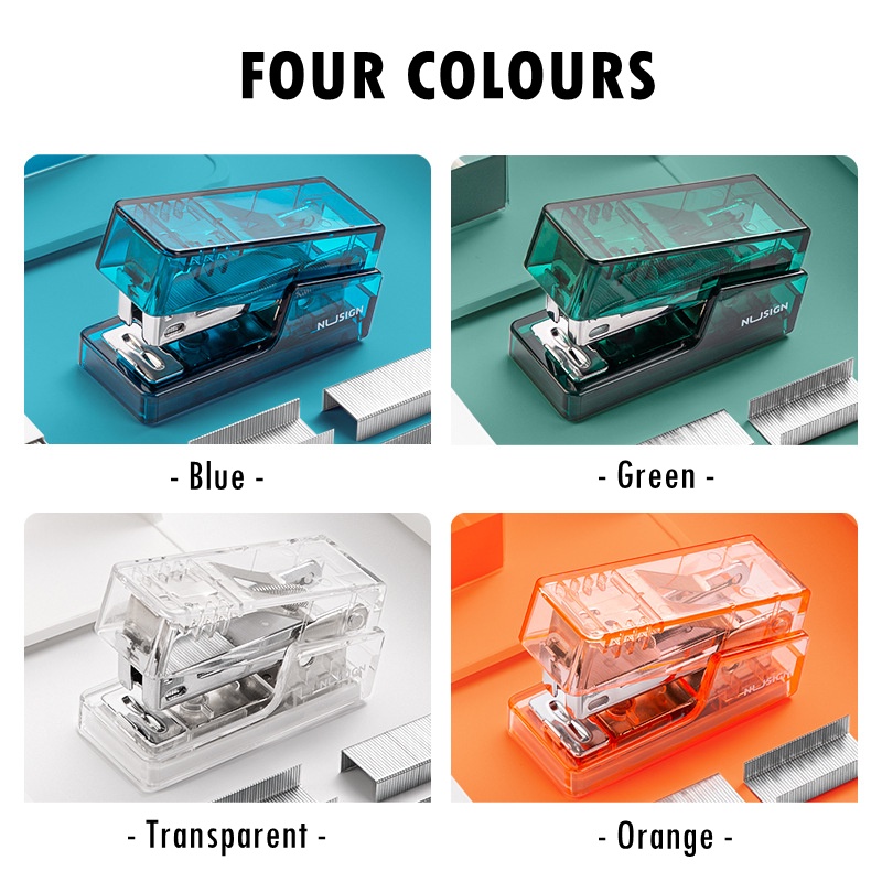 INS Portable Transparent Colour Mini Stapler Set (Staples Size 24/6 26/ ...
