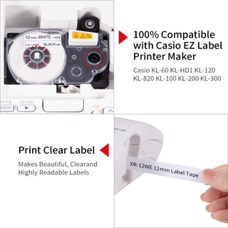 【5PK】6/9/12/18/24mm Refill Ribbon Compatible Casio Label Tape XR Tape ...