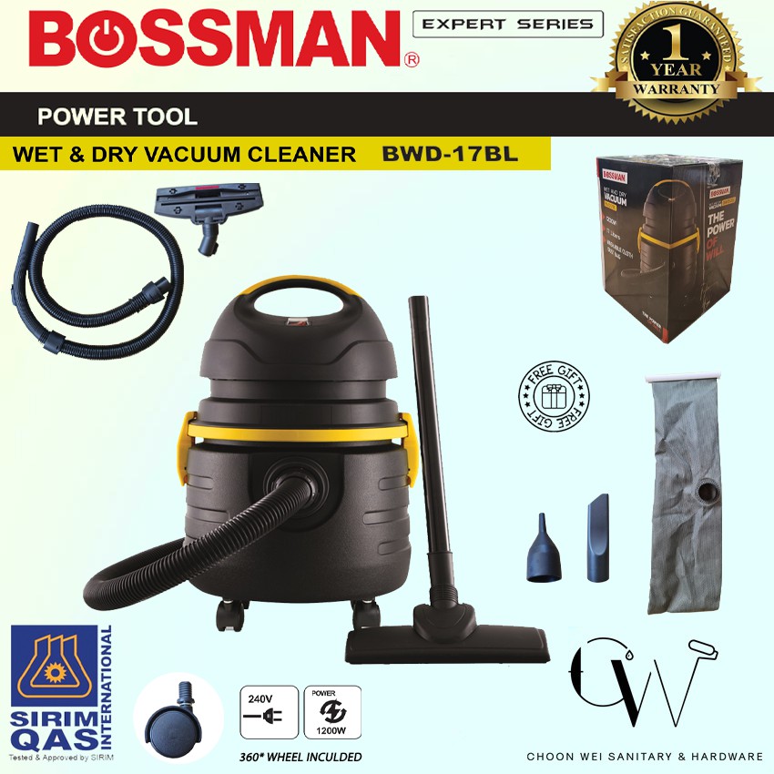 Bossman wet and dry vacuum cleaner BWD-17L 1300watt vakum basah dan ...