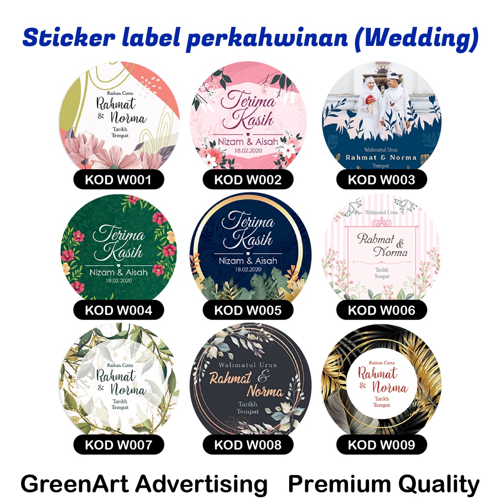500/1000pcs sticker kahwin (wedding label sticker) label sticker ...