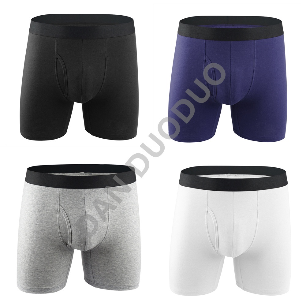4 Pcs Men Boxer Anti Rub Sports Trunks Soft Thin Cotton Men's Long ...