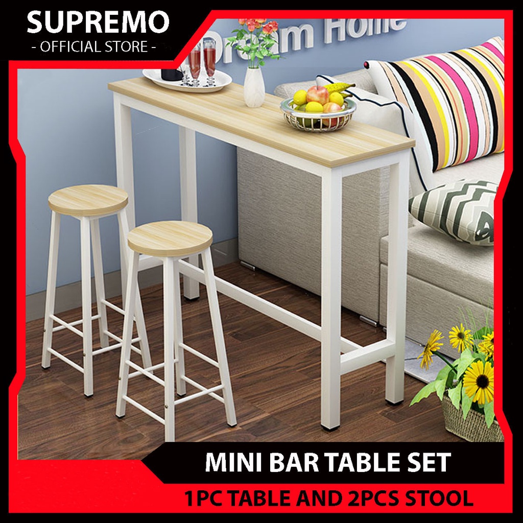 Mini bar table set {1 bar table + 2 bar stool} home simple bar table ...