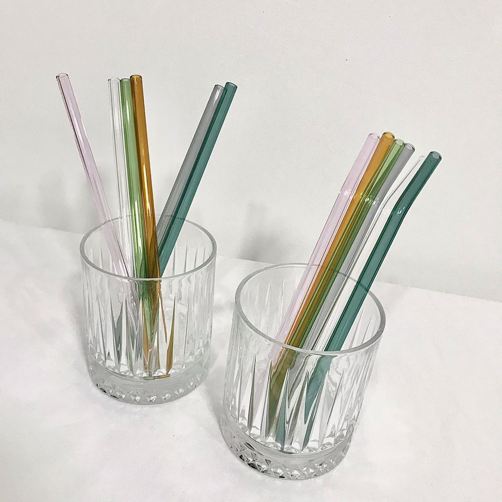 [Ready Stock] 20cm Transparent Glass Straw Reusable Drinking Straws ...