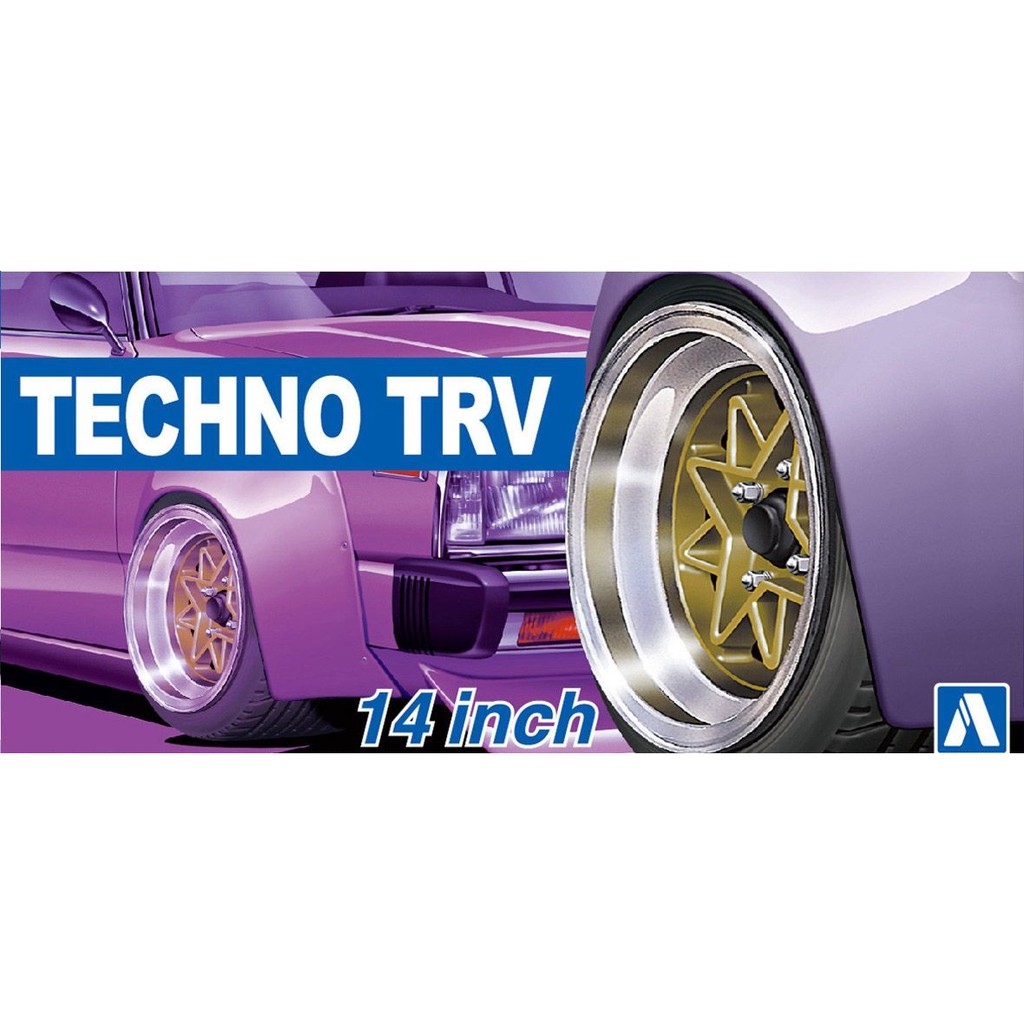 Car Model 1/24 Aoshima 14 Inch Wheel - Techno TRV Plamo Modelkit Sport ...