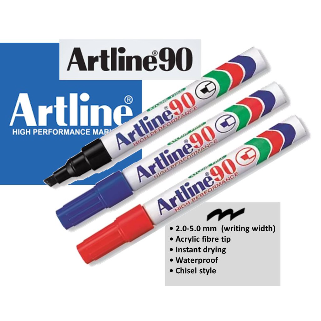 Artline 90 Permanent Marker Chisel Tip (Pen marker dakwat kekal mata ...