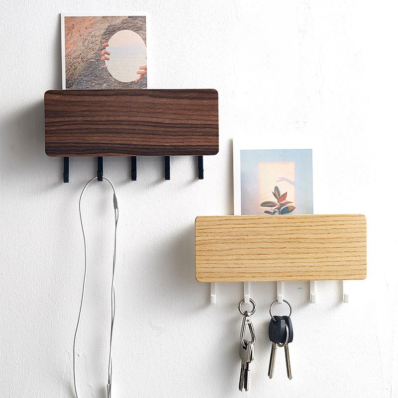 【Ready Stock】Ins Style Wooden Hook Rack Key Rack Home Wall Mount Key ...