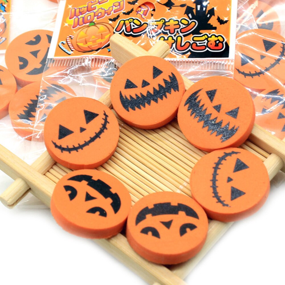 3 Pcs/pack Novelty Halloween Pumpkin Cute Style Kids Eraser Pencil ...