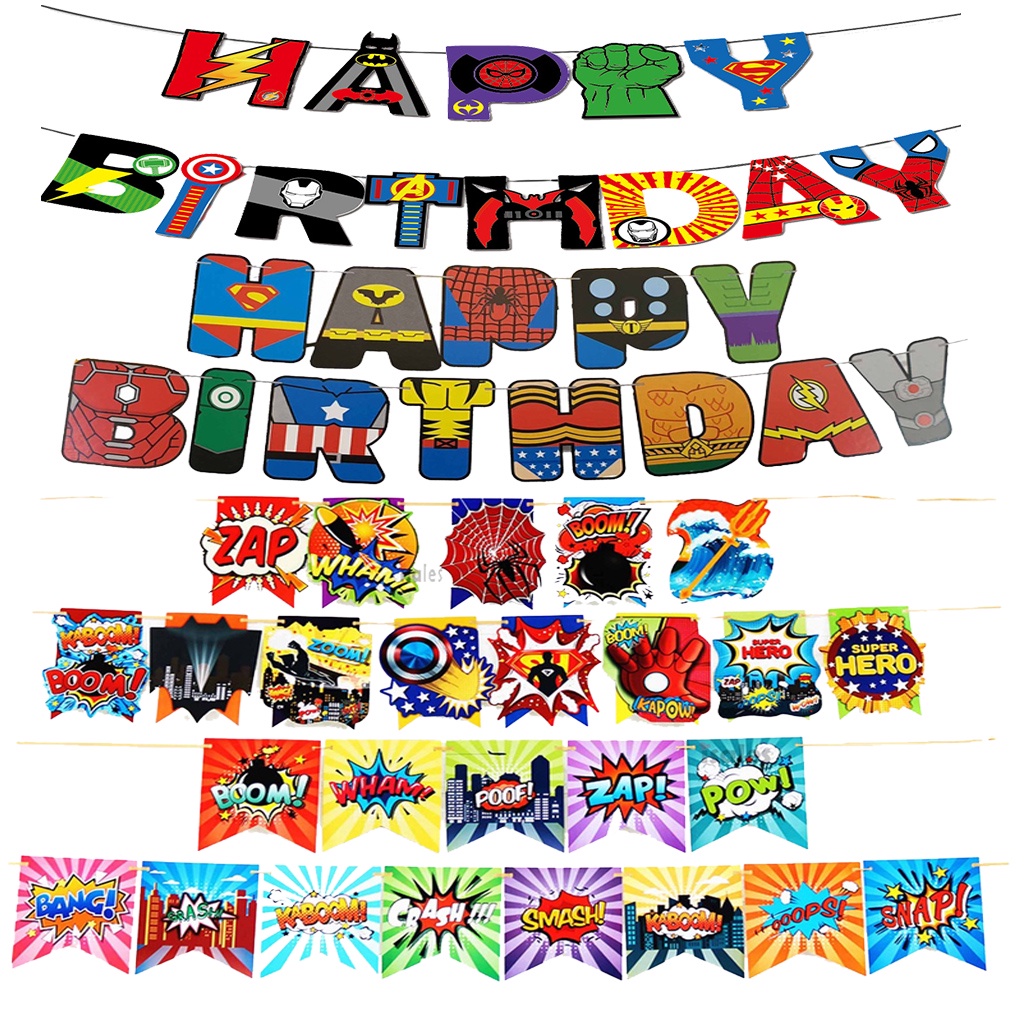 Party Decoration Super hero Spiderman spider captain Happy Birthday ...