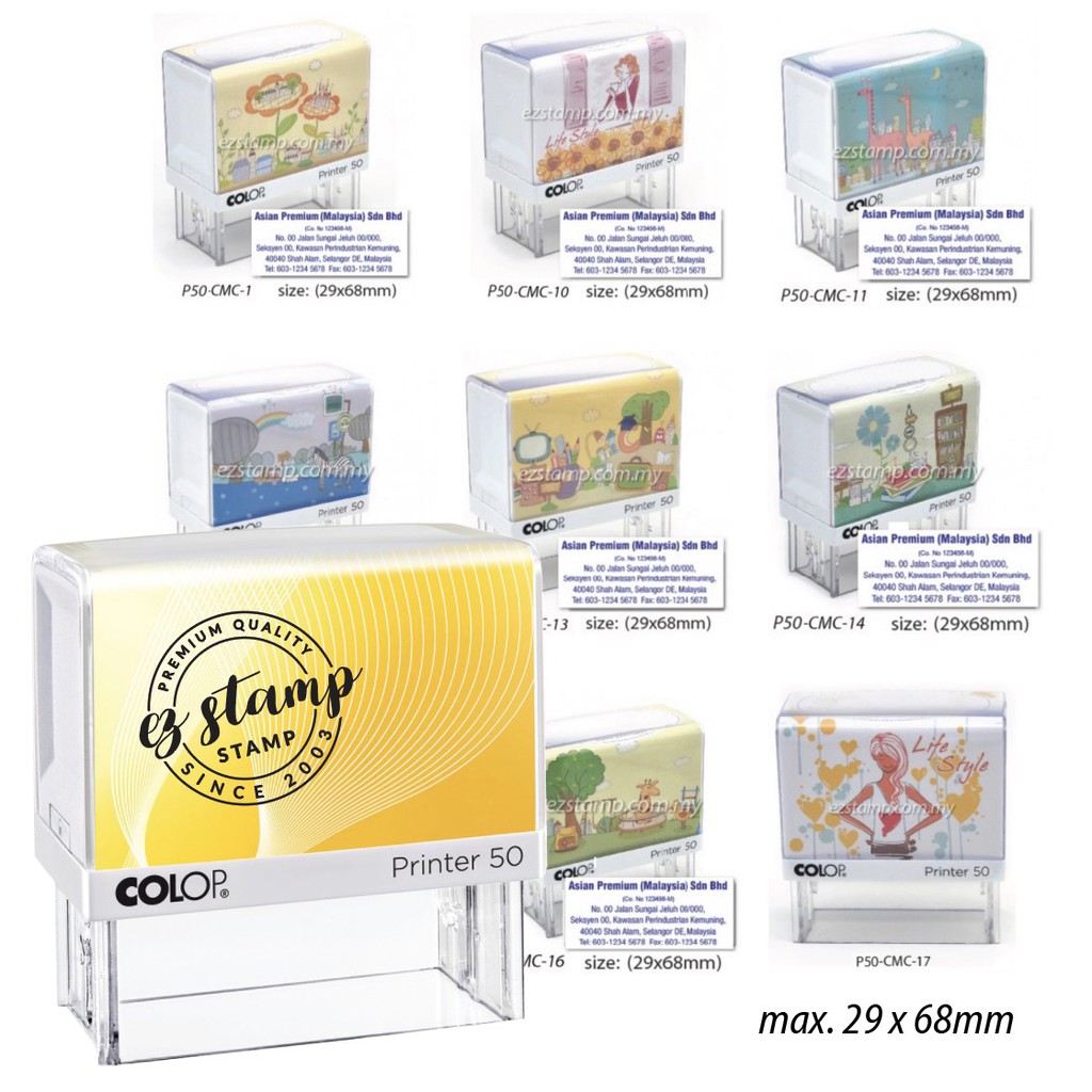 COLOP NEW Printer P50/ P60 Personalized Self-Inking RED Rubber Stamp Chop- Company Stamp Bank ...