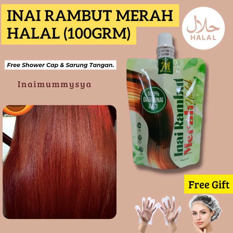 Inai Rambut Merah Halal Pewarna Rambut Semulajadi Organic Sah Untuk ...