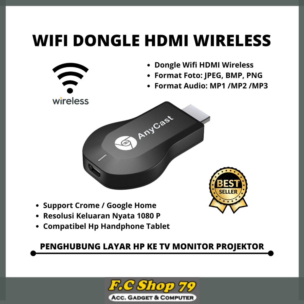 LAYAR Hdmi Dongle Adapter Anycast Ori Original Wifi HP to TV Receiver ...