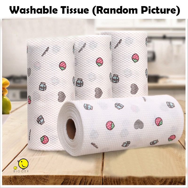 50PCS PER ROLL Washable Tissue Reusable Kitchen Oil Paper Towels Dish ...