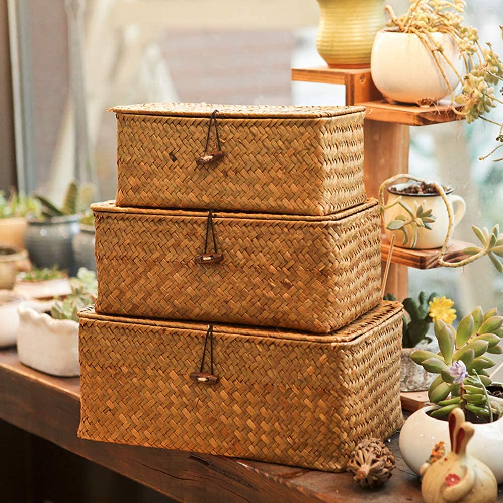 Rattan Basket Hamper Basket Bakul Mengkuang Rotan Handmade Woven Box ...