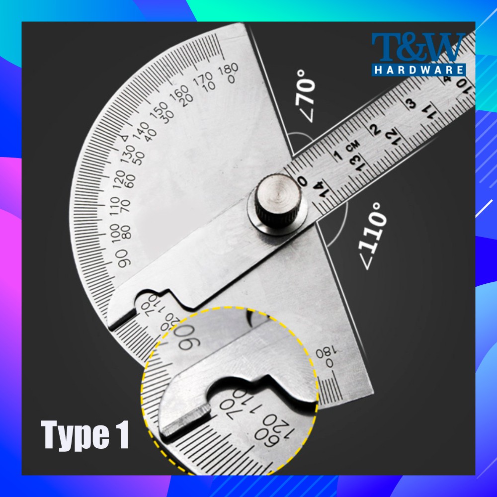 Stainless Steel 0-180 Protractor Angle Finder Arm Rule Measure Ruler [T ...