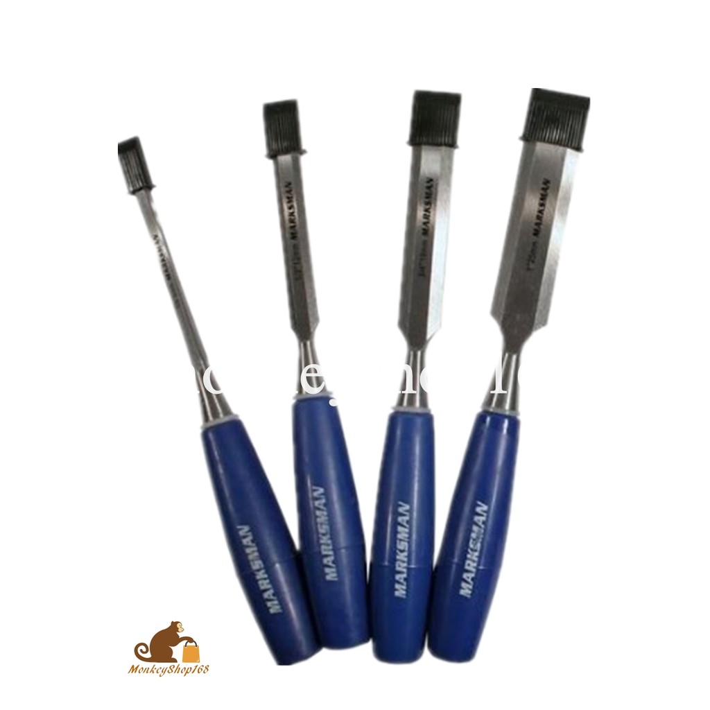MARKSMAN FLAT FILE CR/ WOOD CHISEL SET / PAHAT KAYU / ORANGE / YELLOW ...