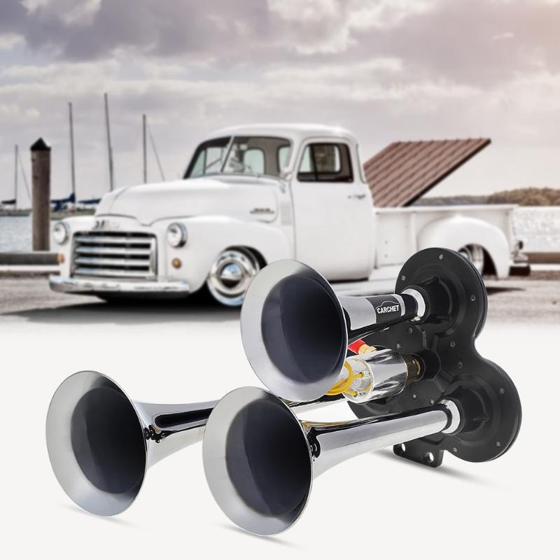 12V / 24V 110-135db Super Loud Triple Trumpet Train Air Horn for Boat ...