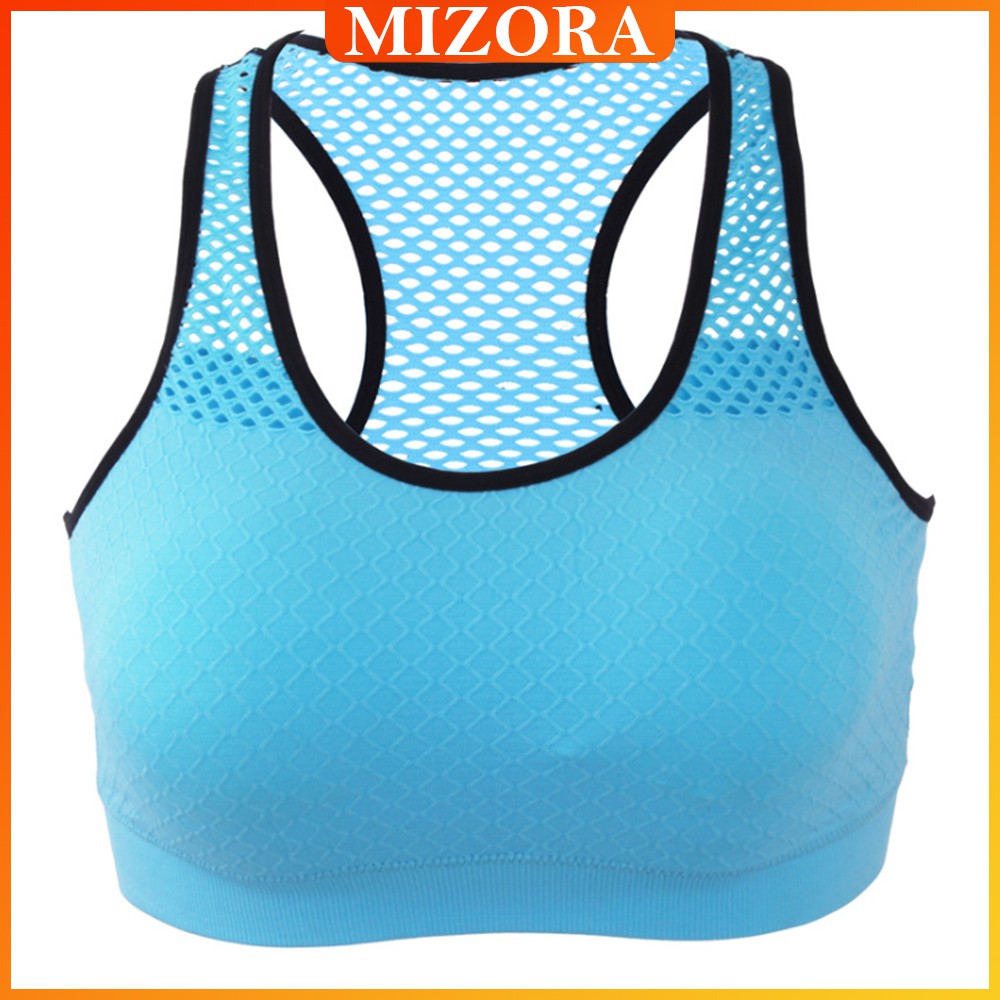 MIZORA Women Mesh Sport Bra Push Up Running Jogging Sportwear Plus Size ...