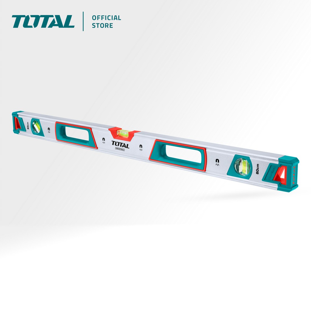 TOTAL Spirit Level 3 Spirit Bubble 45°/90°/180° Magnets (80cm/100cm ...