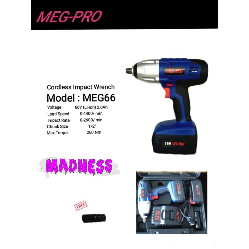 Meg Pro Meg66 Cordless Impact Wrench Shopee Malaysia