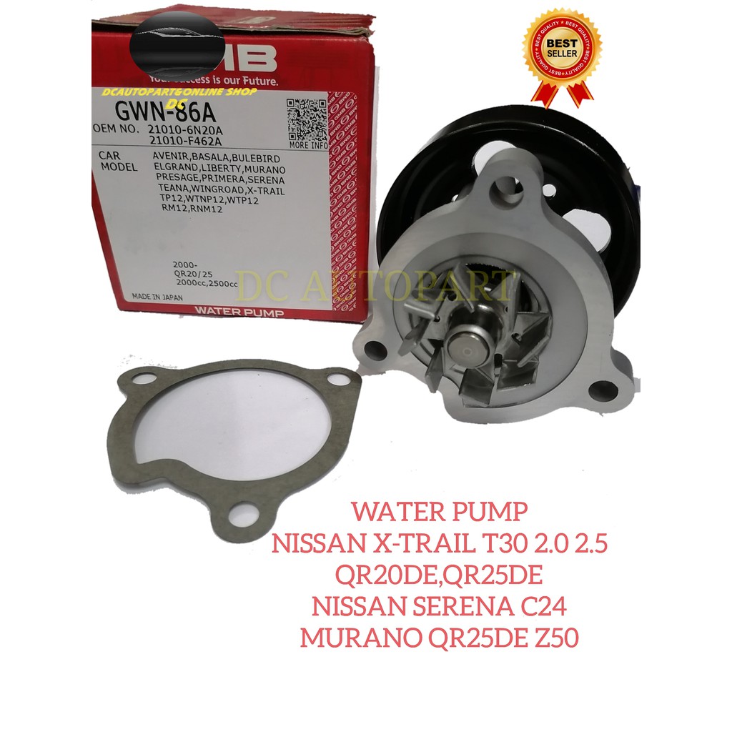 WATER PUMP NISSAN X-TRAIL T30 2.0 2.5 SERENA C24 MURANO QR25DE Z50 (GWN ...