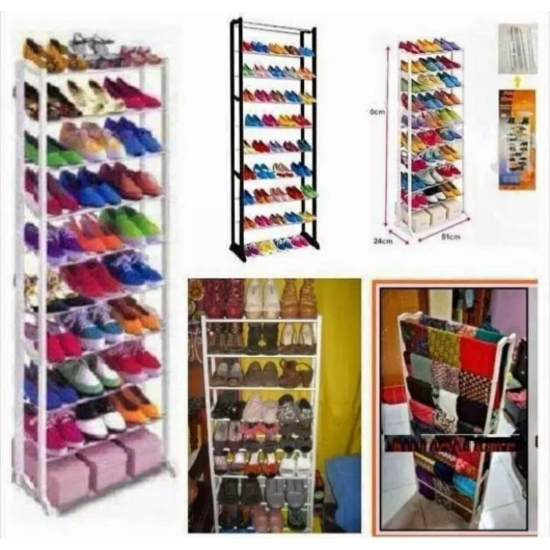 10-level Iron Hijab Rack Multifunctional Shoe Rack Hijab Rack | Shopee ...