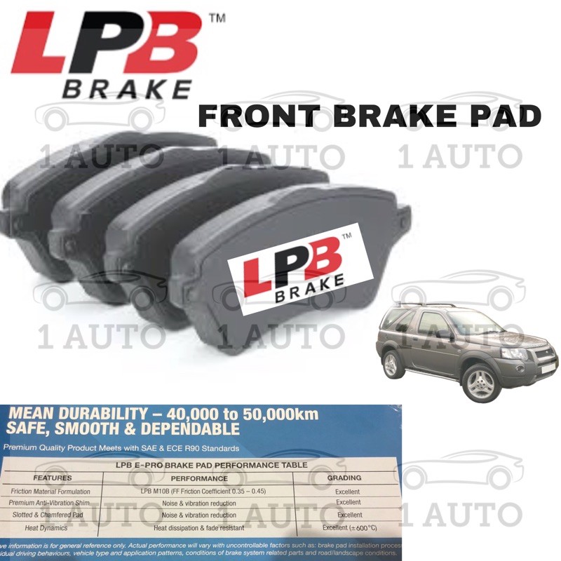 LPB e-PRO SEMI METALLIC FRONT BRAKE PAD LAND ROVER FREELANDER L314 1.8 ...