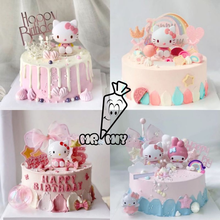 MR MIY Pinky Hello Kitty Rainbow Cake Topper Cake Decoration Happy ...