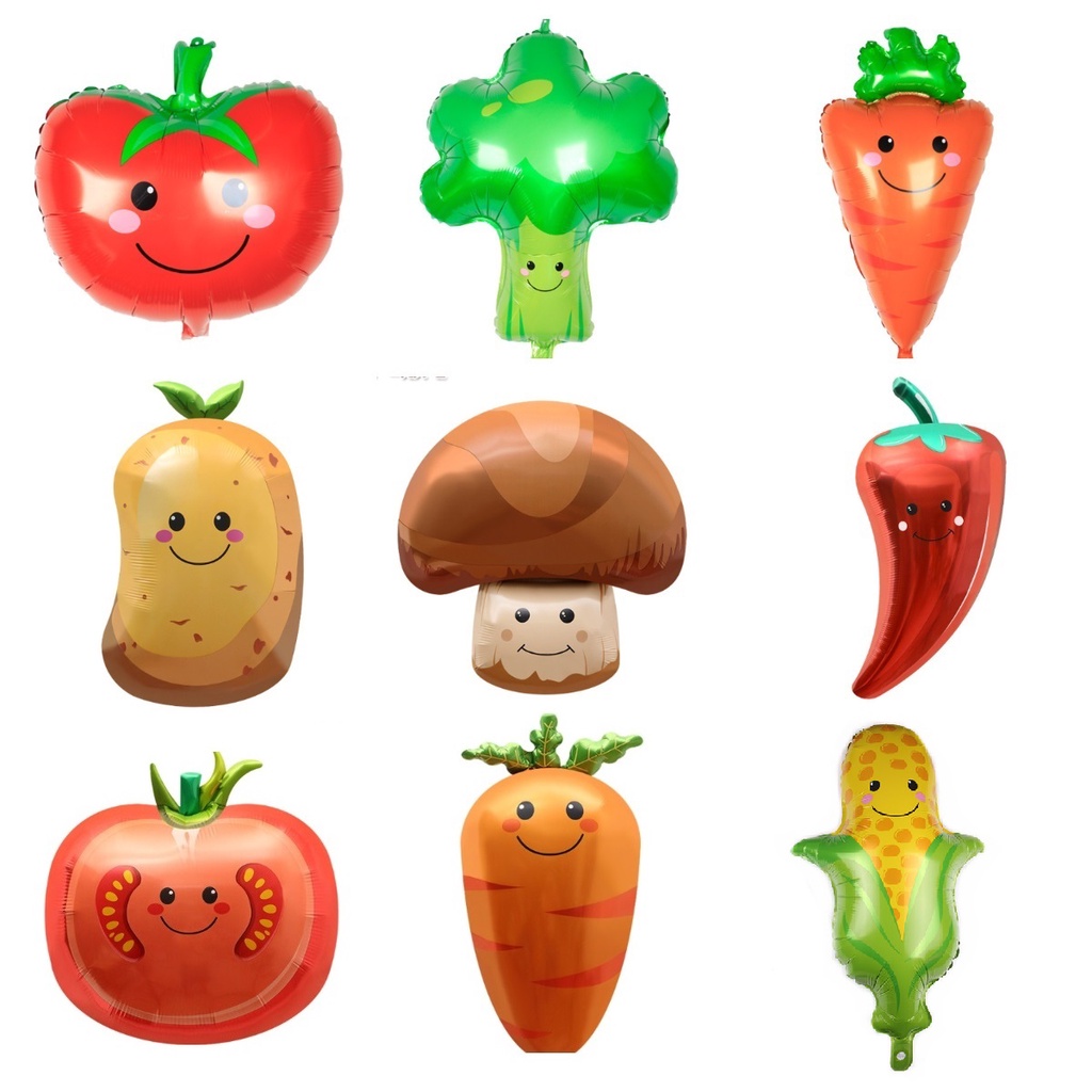 [Ready Stock] Vegetable Themed Foil Balloons Tomato Carrot Broccoli ...